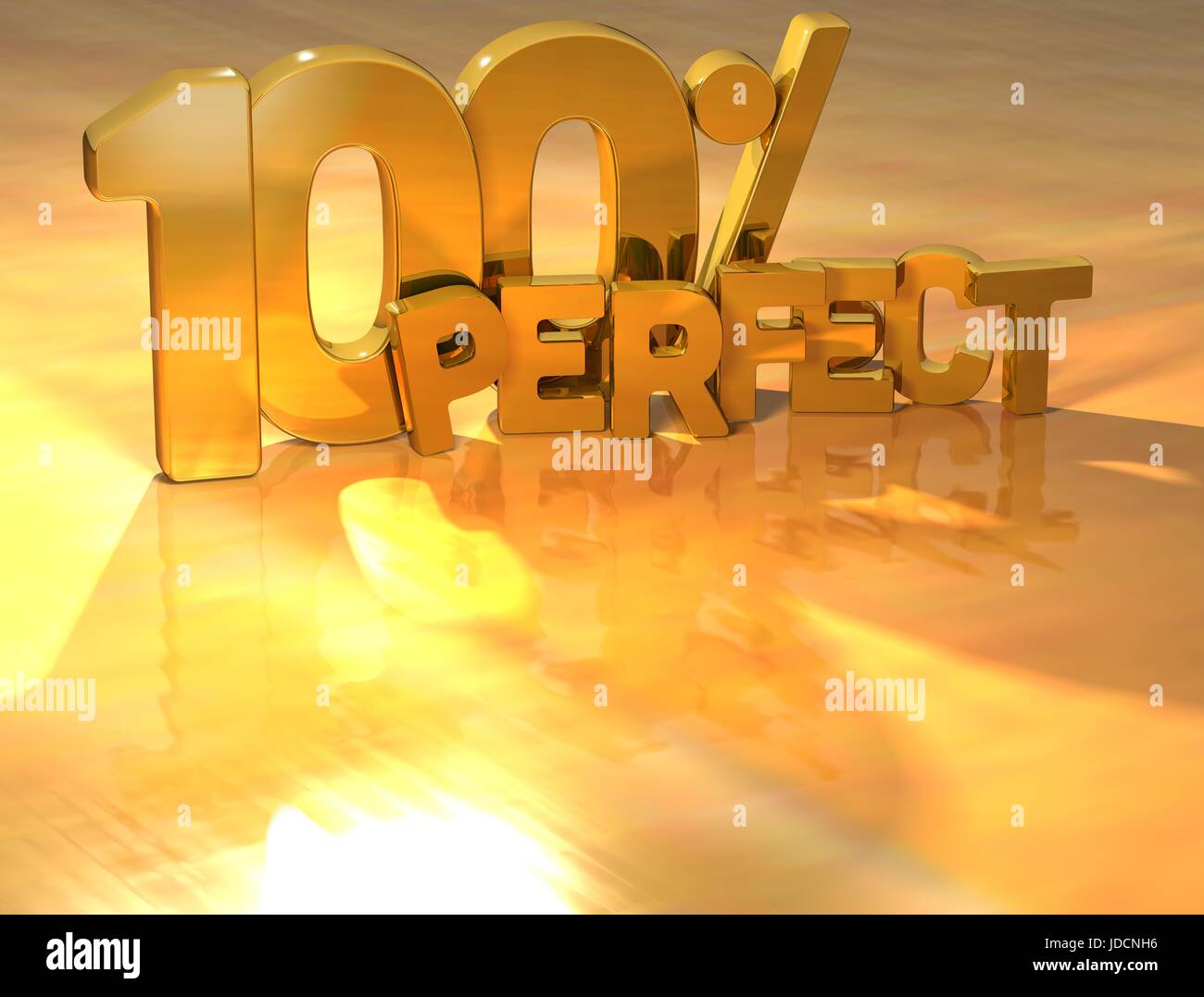 3D 100 Percent Perfect Gold Text over yellow background Stock Photo - Alamy
