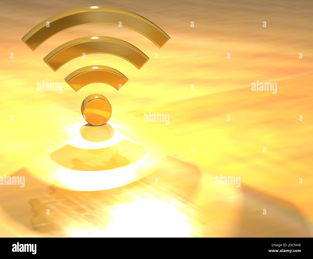 3D Wifi Gold Text over yellow background Stock Photo - Alamy