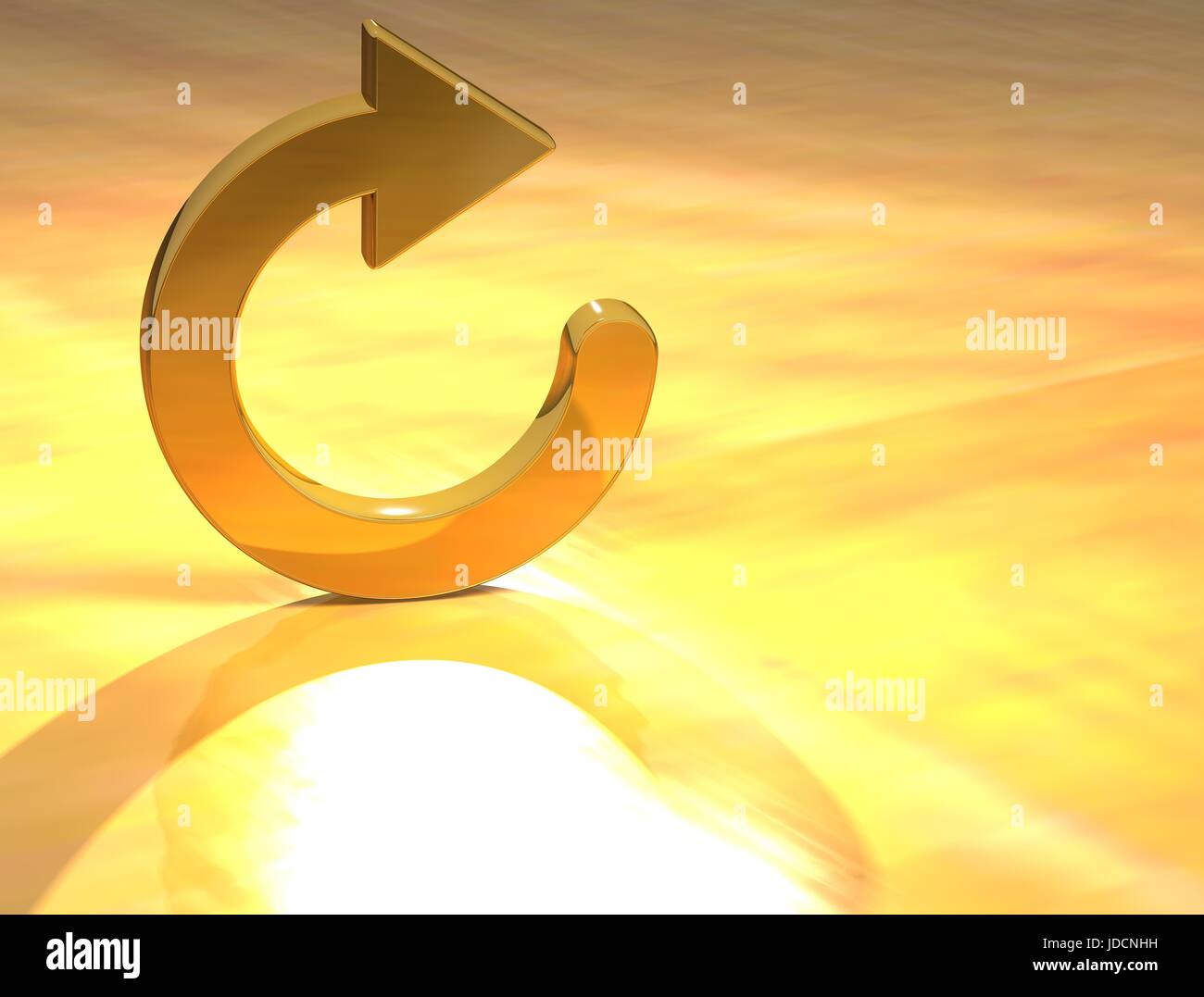 3D Reload Arrow Gold Text over yellow background Stock Photo - Alamy