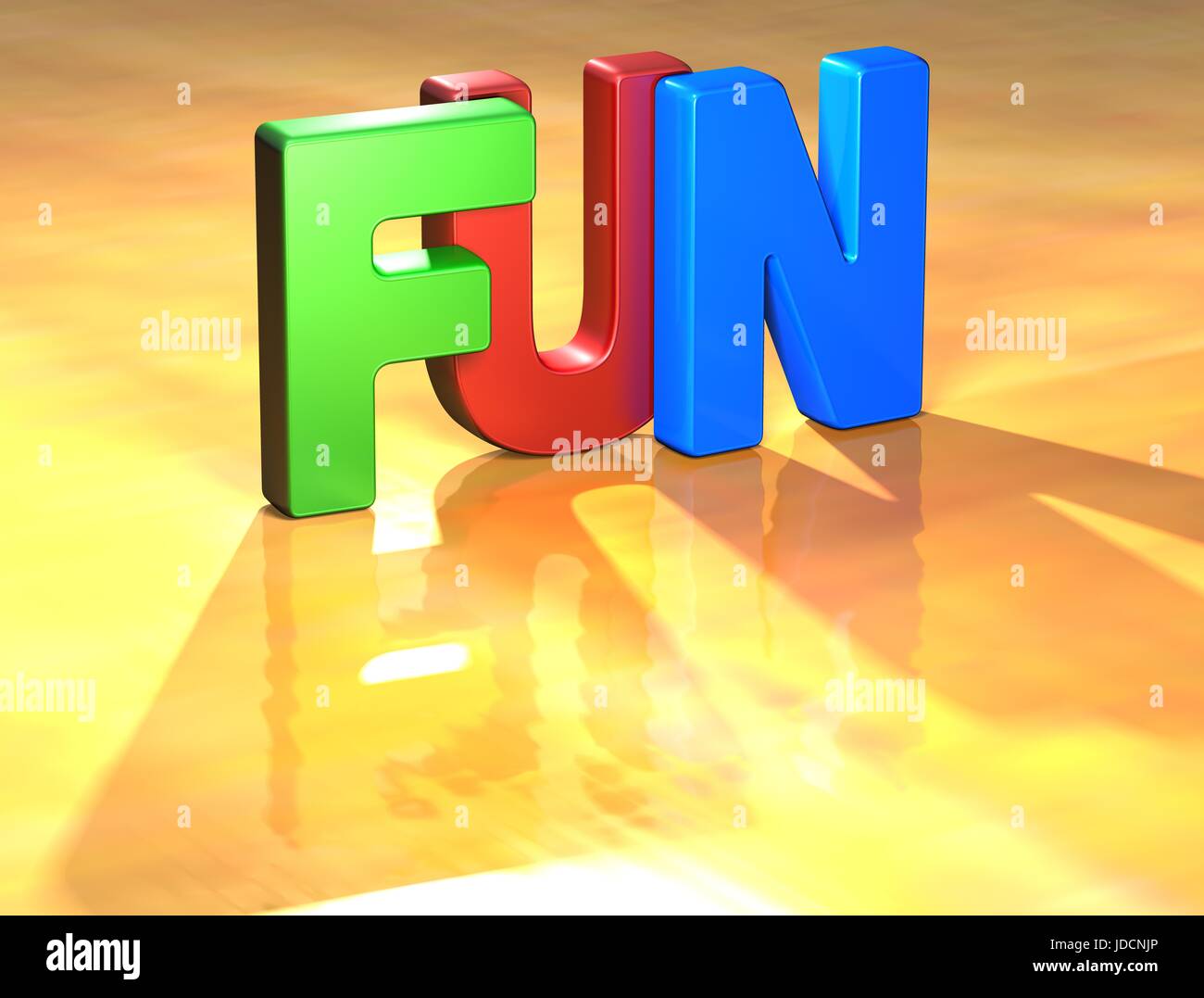 Word Fun on yellow background (high resolution 3D image Stock Photo - Alamy