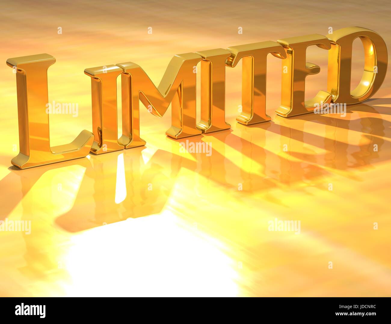 3D Limited Gold Text over yellow background Stock Photo - Alamy