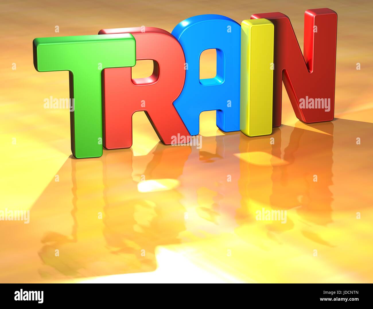 Word Train on yellow background (high resolution 3D image Stock Photo ...
