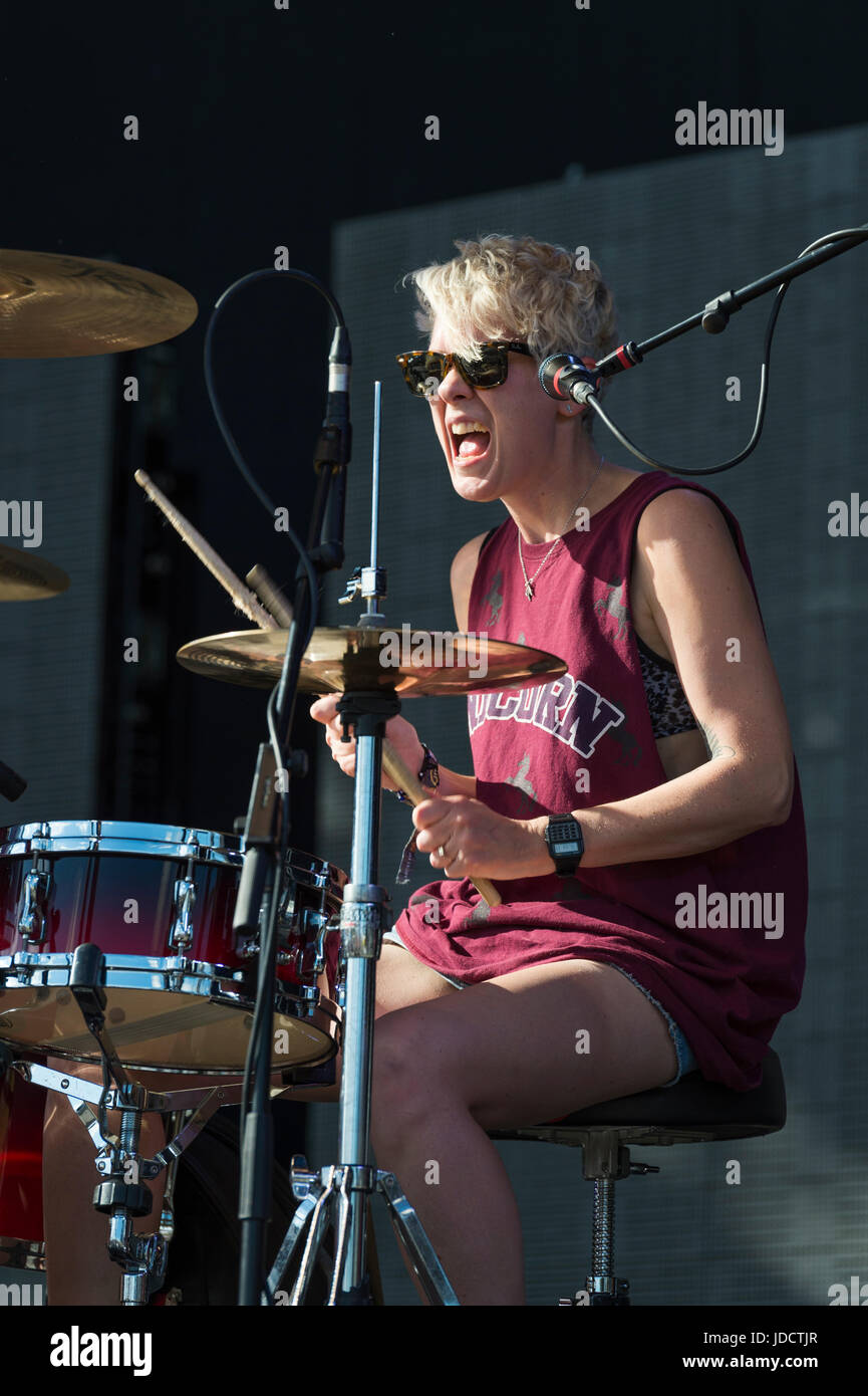 Thornhill, Scotland, UK - August 27, 2016: Drummer Cat Myers of ...
