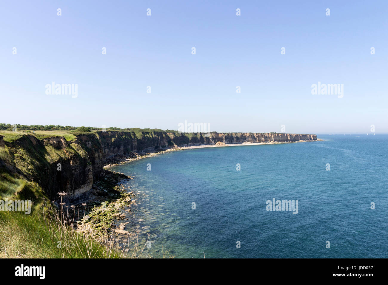 View From The Pointe Du Hoc WW2 German Defences, Normandy, France Stock ...