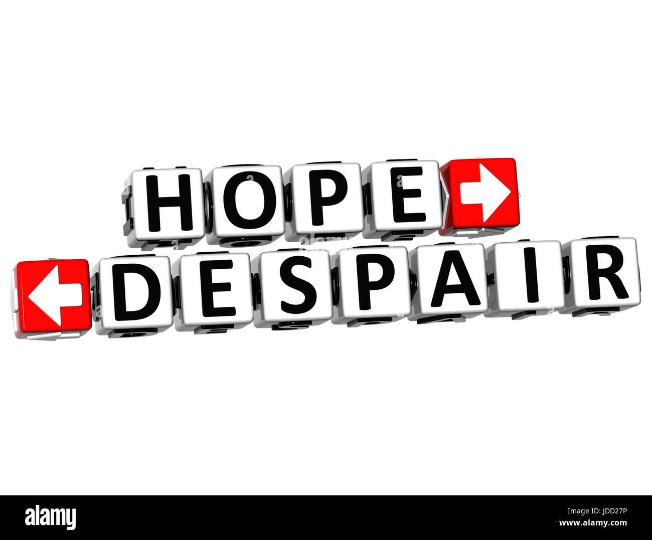 3D Hope Despair Button Click Here Block Text over white background ...