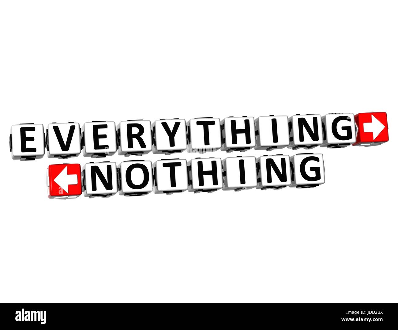 3D Everything Nothing Button Click Here Block Text over white ...