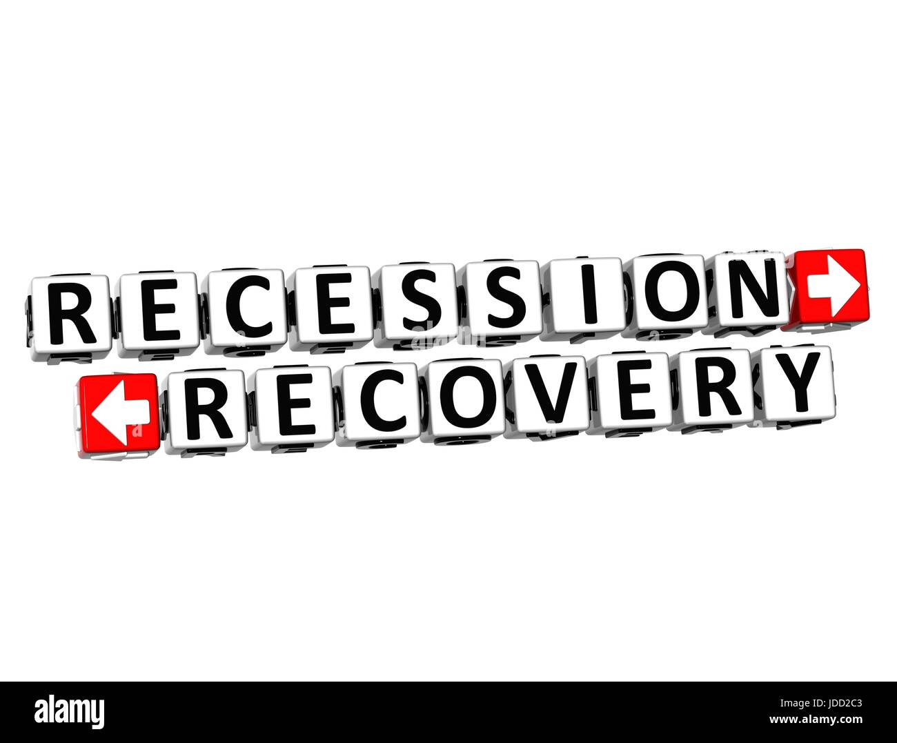 3D Recession Recovery Button Click Here Block Text over white ...