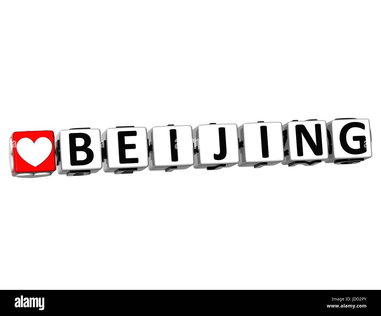 3D Love Beijing Button Click Here Block Text over white background ...