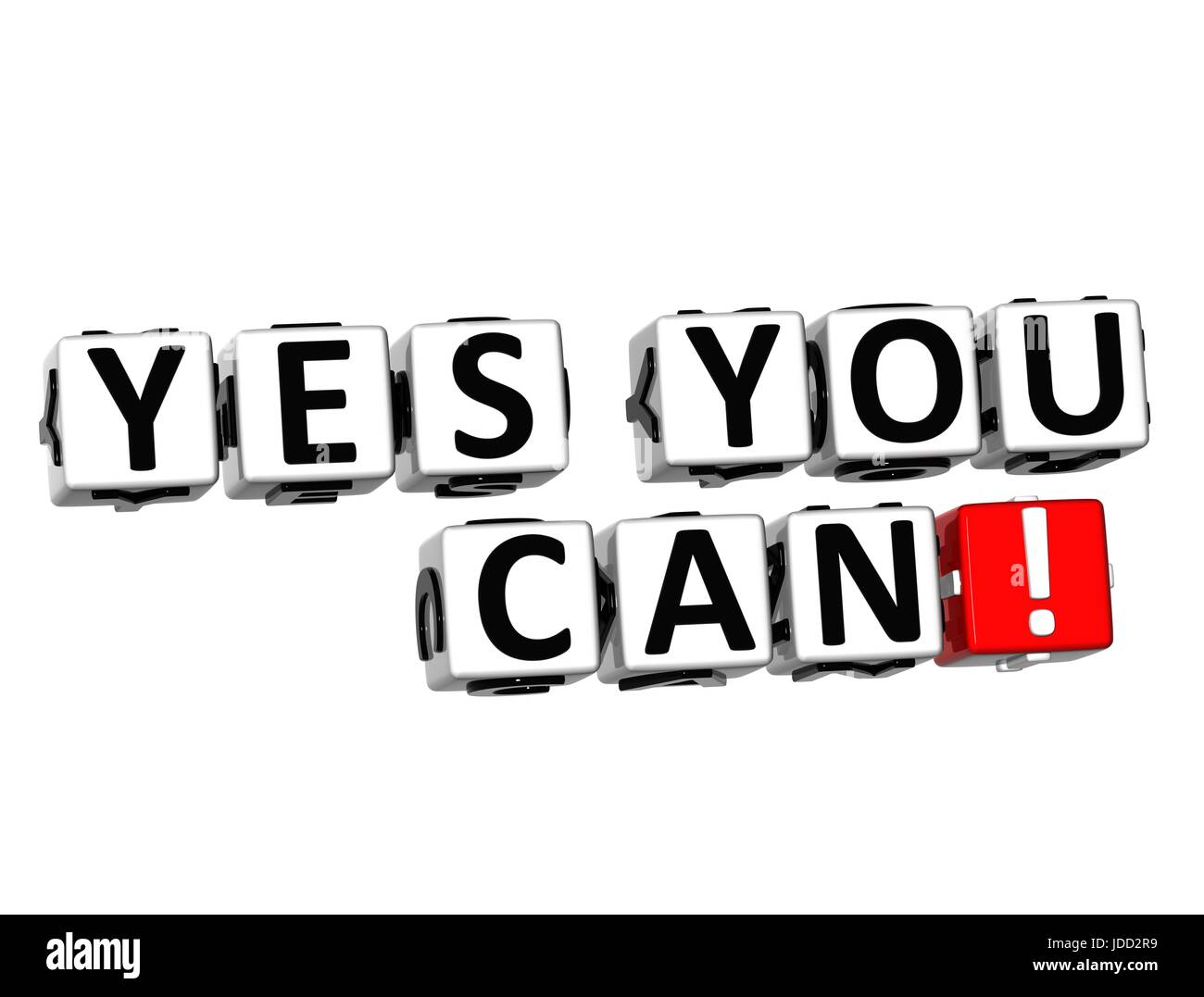 3D Yes You Can Button Click Here Block Text over white background Stock ...