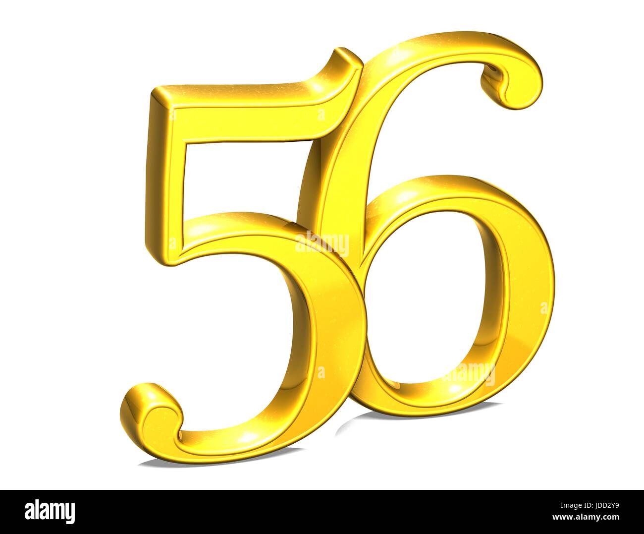 3D Gold Number Fifty-six on white background Stock Photo - Alamy