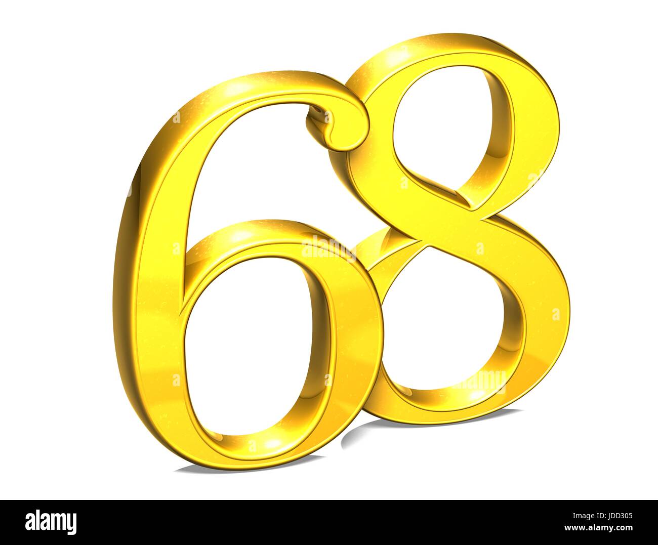 3D Gold Number sixty-eight on white background Stock Photo - Alamy