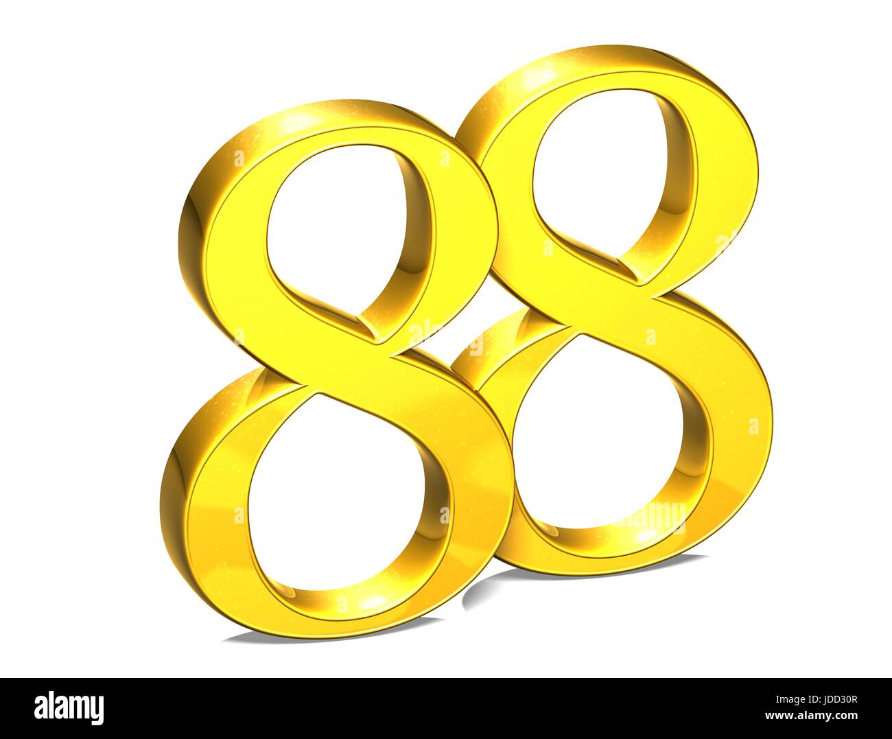 3D Gold Number eighty-eight on white background Stock Photo - Alamy