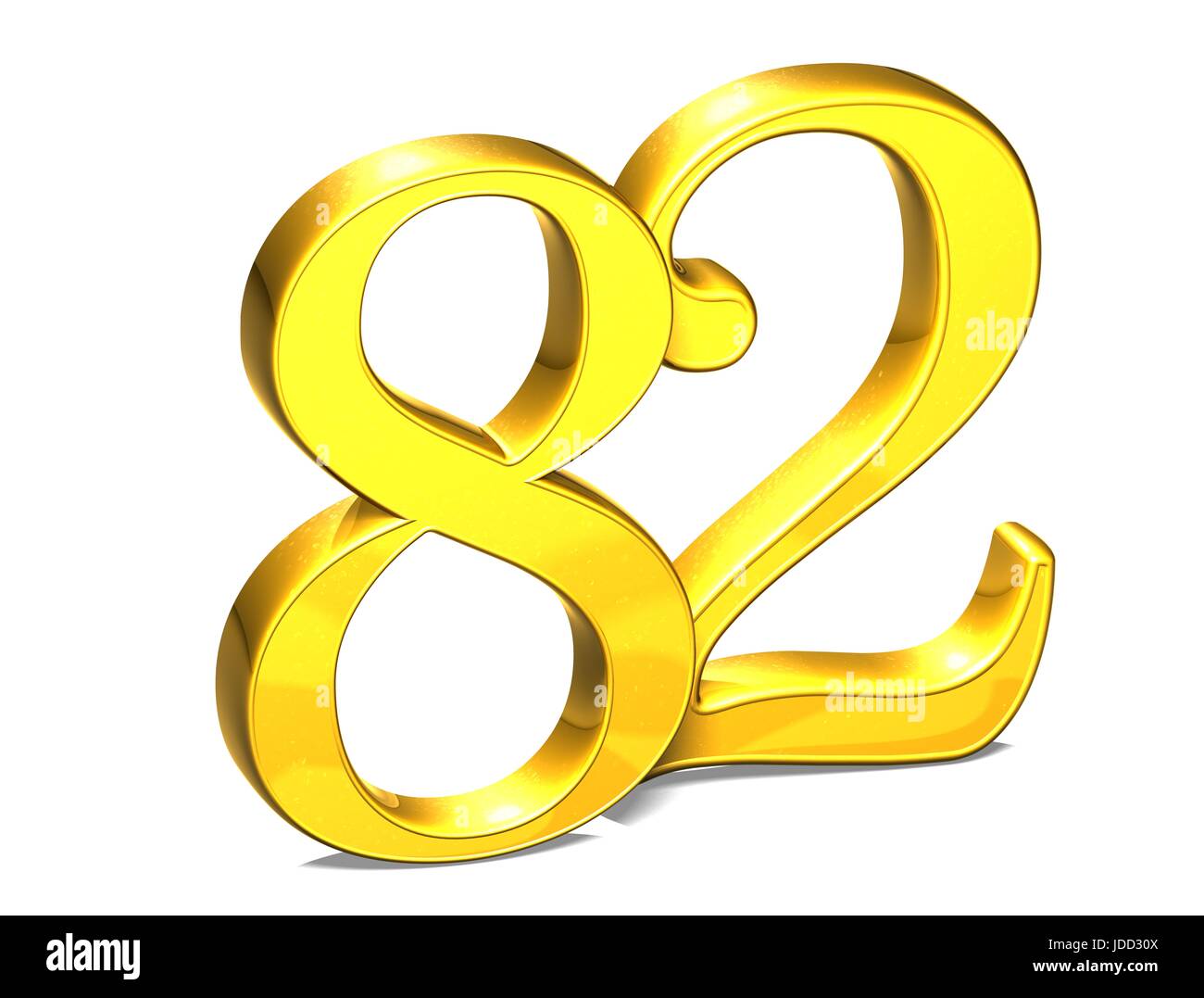3D Gold Number eighty-two on white background Stock Photo - Alamy