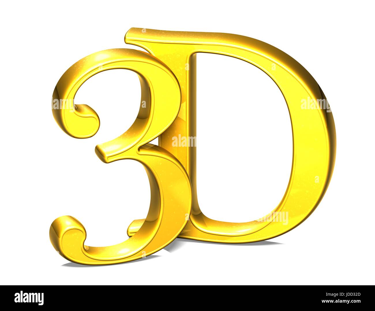 3D Gold Three Dimensional on white background Stock Photo - Alamy