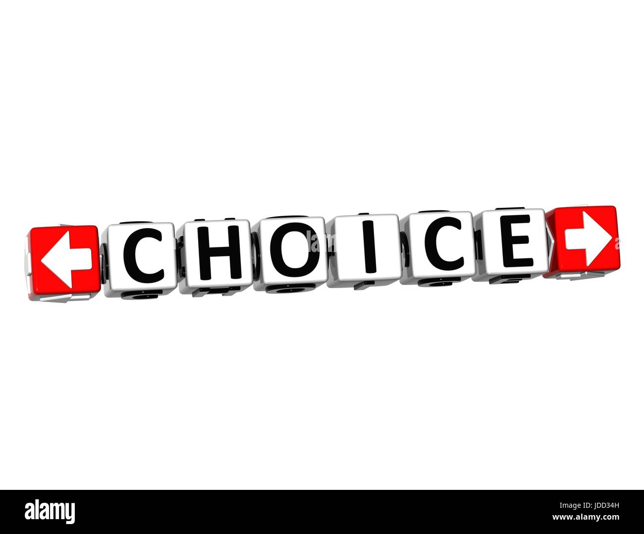 3D Choice Button Click Here Block Text over white background Stock ...