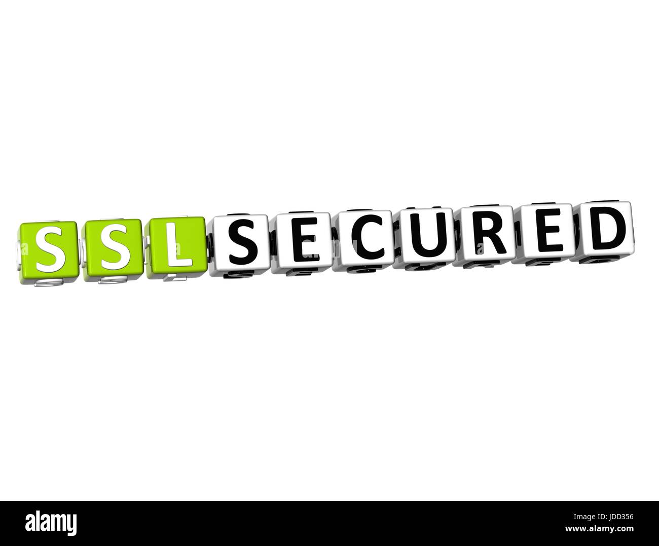 3D SSL Secured Button Click Here Block Text over white background Stock ...