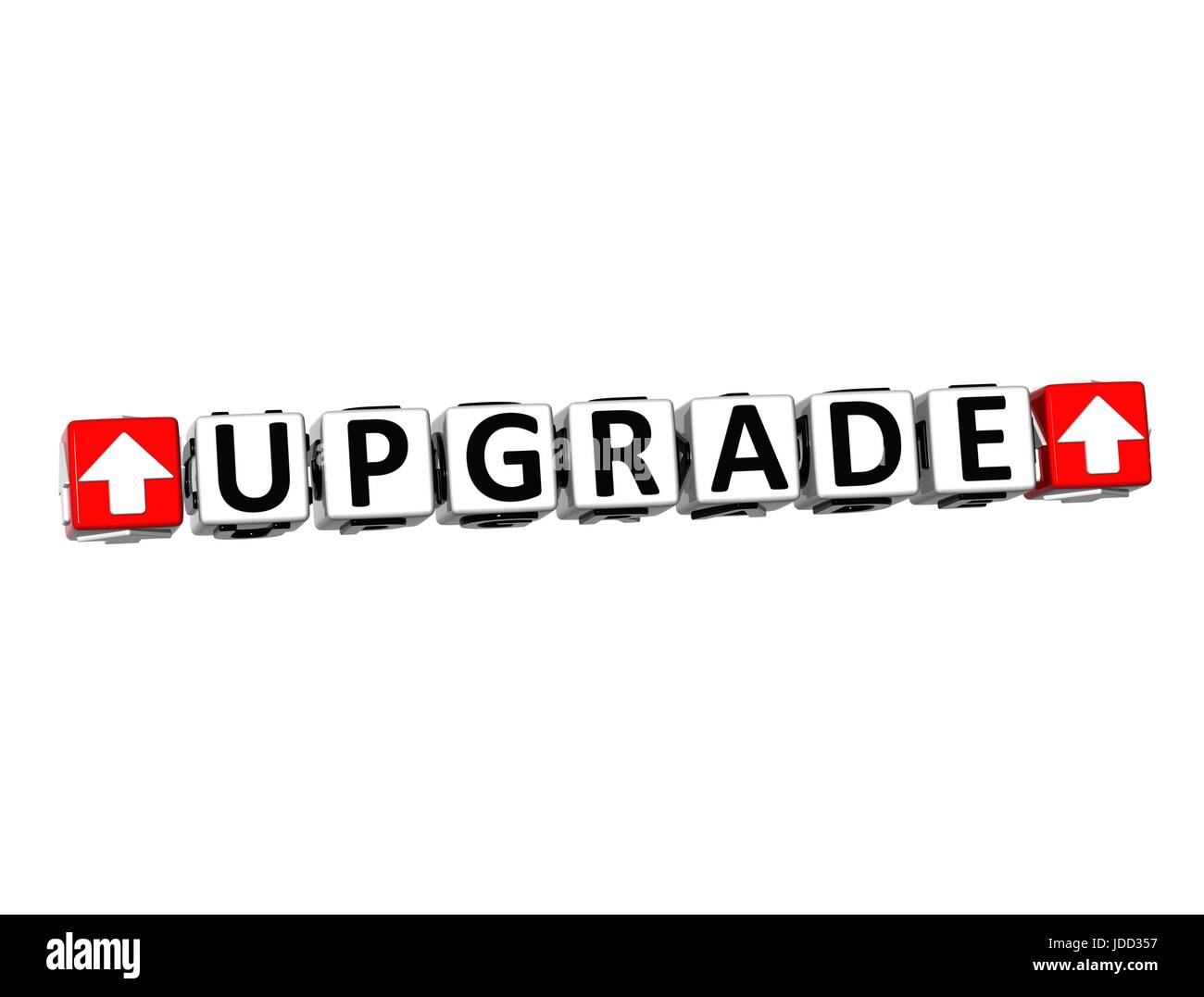 3D Upgrade Button Click Here Block Text over white background Stock ...
