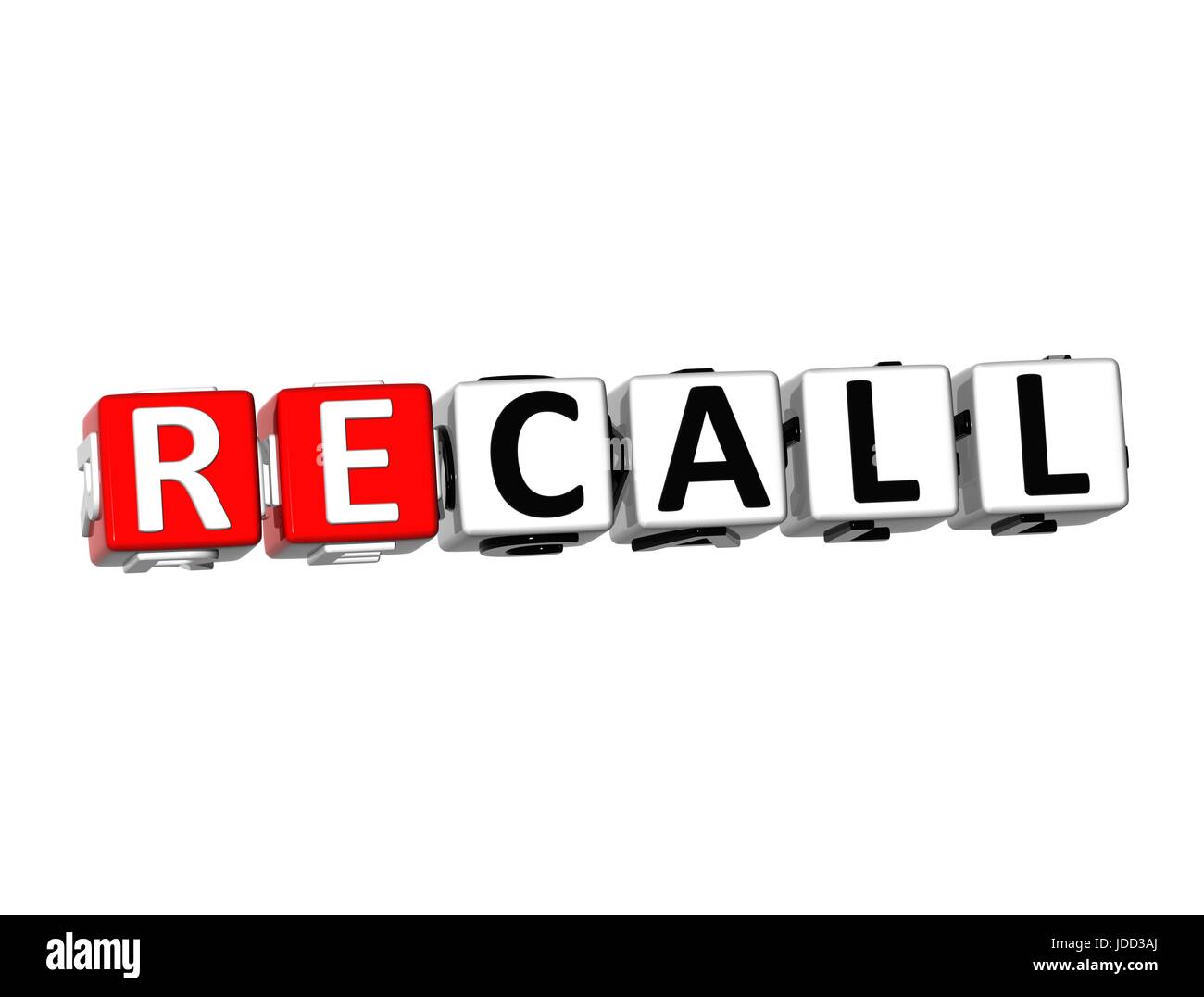 3D Word Recall on white background Stock Photo - Alamy