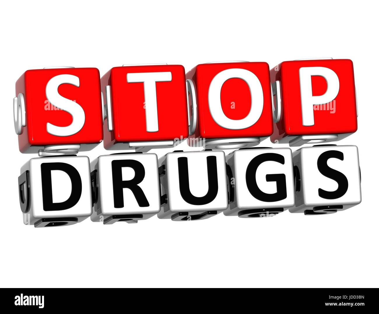 3D Block Red Text STOP DRUGS over white background Stock Photo - Alamy