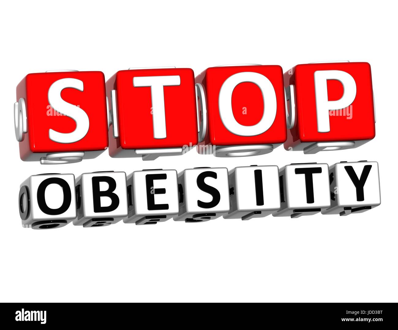 3D Block Red Text STOP OBESITY over white background Stock Photo - Alamy