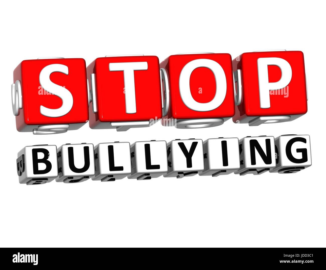 3D Block Red Text STOP BULLYING over white background Stock Photo - Alamy