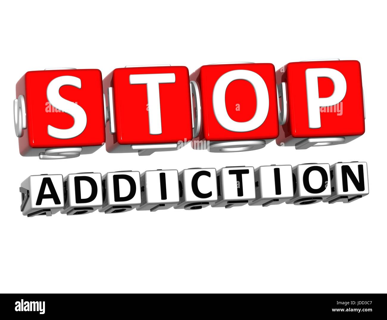 3D Block Red Text STOP ADDICTION over white background Stock Photo - Alamy