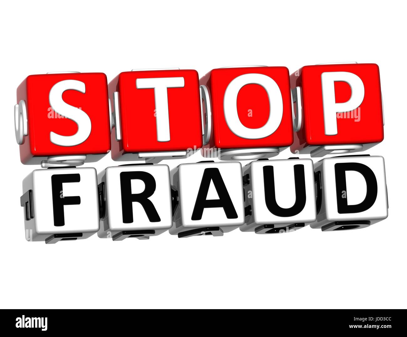 3D Block Red Text STOP FRAUD over white background Stock Photo - Alamy