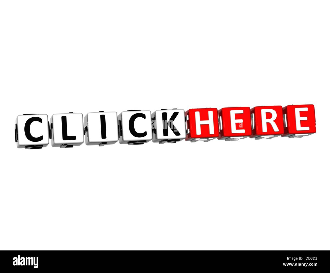 3D Block Text CLICK HERE over white background Stock Photo - Alamy