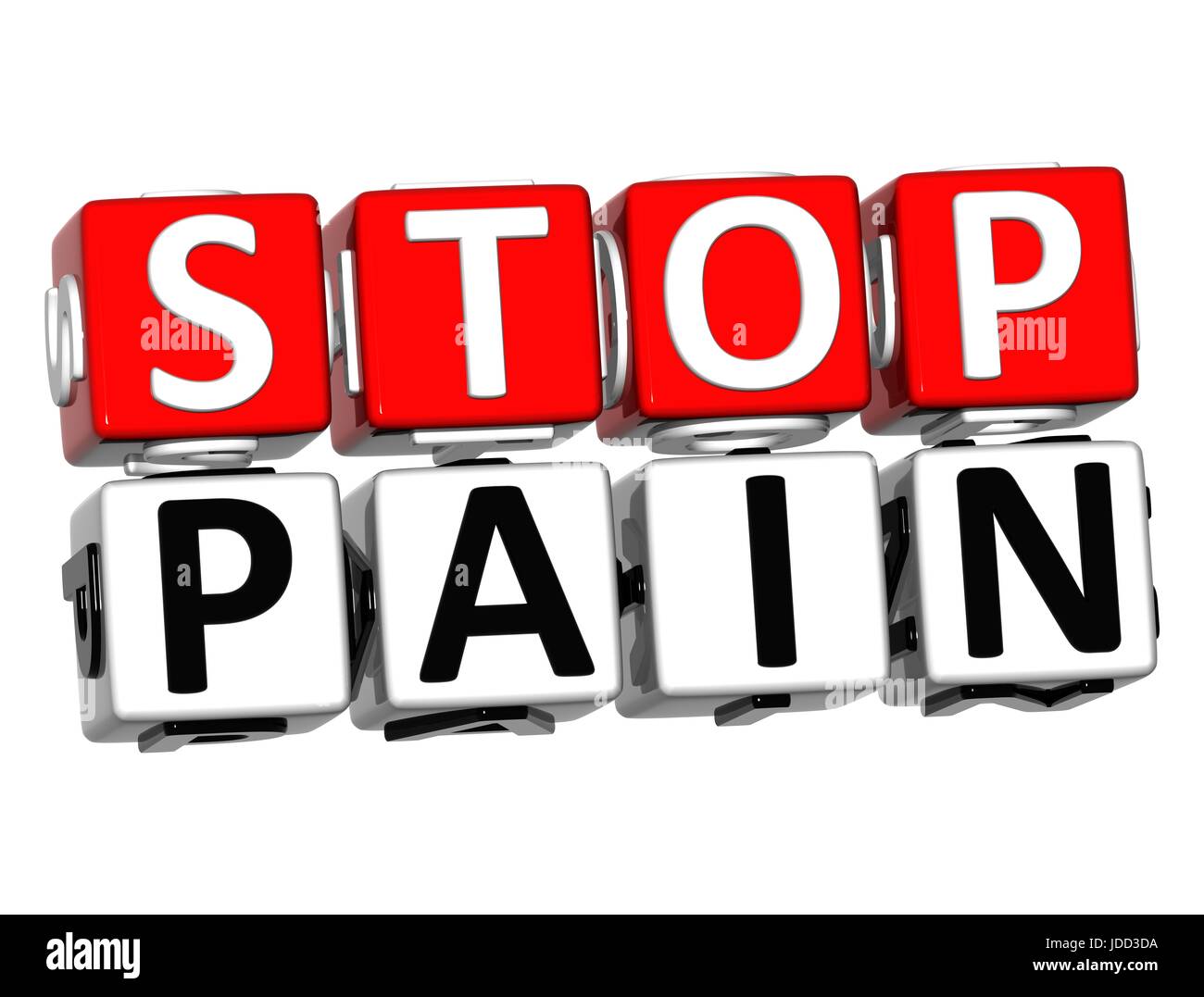 3D Block Red Text STOP PAIN over white background Stock Photo - Alamy