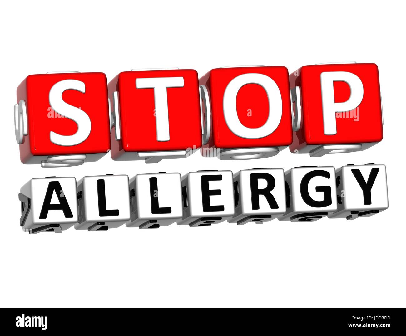 3D Block Red Text STOP ALLERGY over white background Stock Photo - Alamy