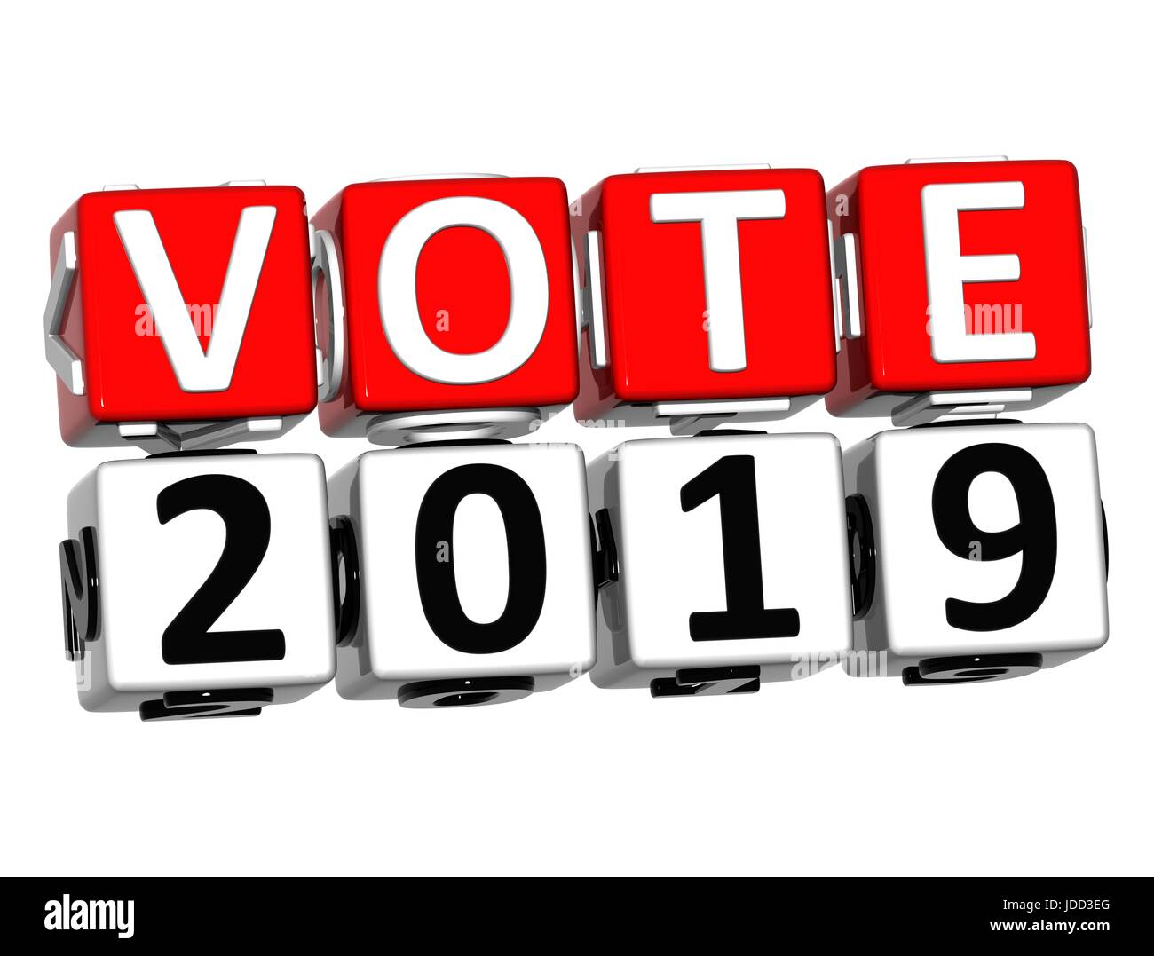 3D Block Red Text VOTE 2019 over white background Stock Photo - Alamy
