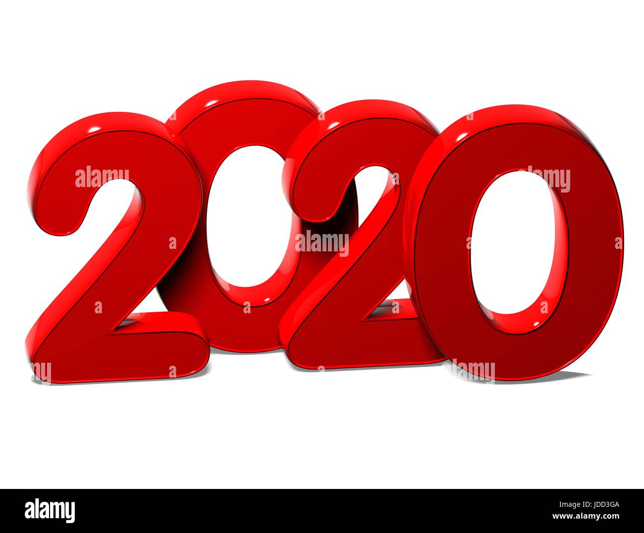 3D Red New Year 2020 on white background Stock Photo - Alamy