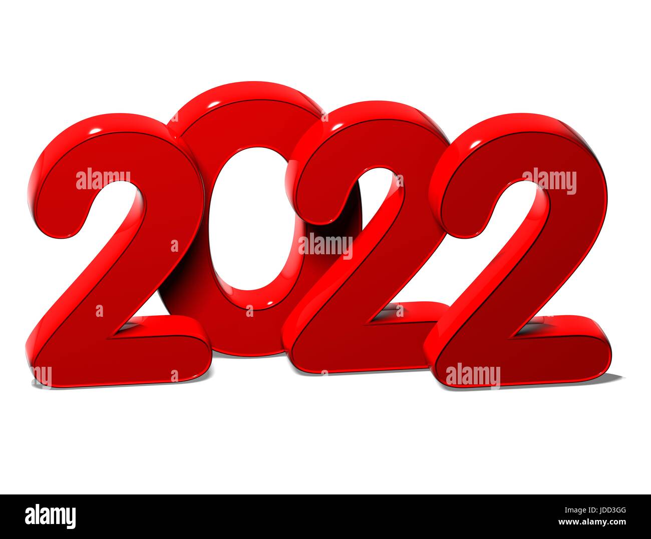 3D Red New Year 2022 on white background Stock Photo - Alamy