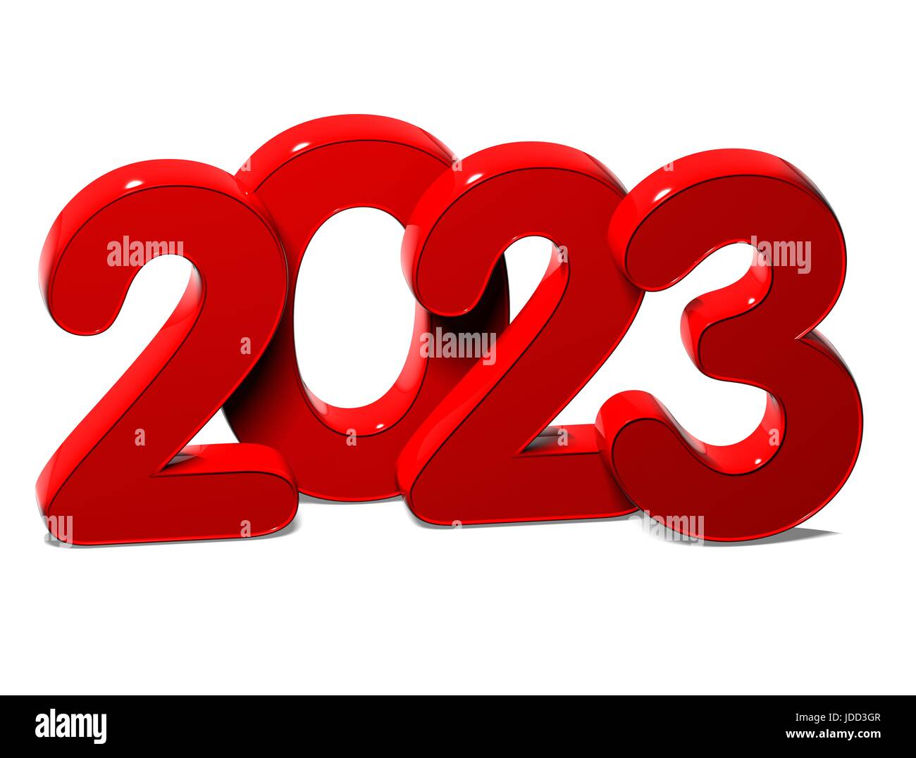 3D Red New Year 2023 on white background Stock Photo - Alamy