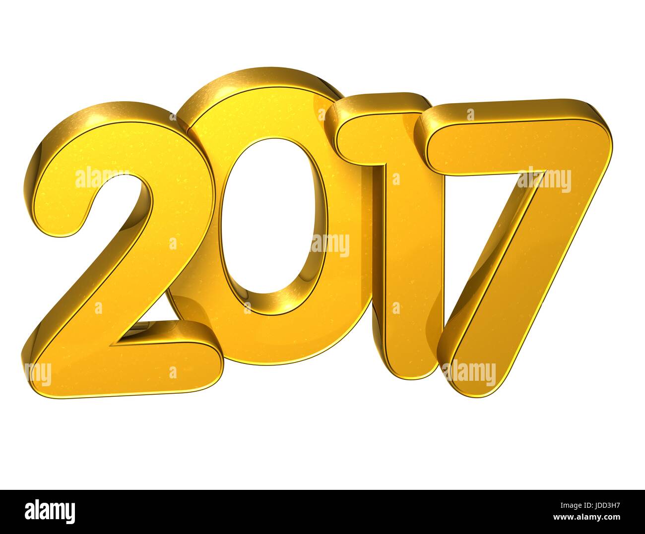 3D Gold Number New Year 2017 on white background Stock Photo - Alamy