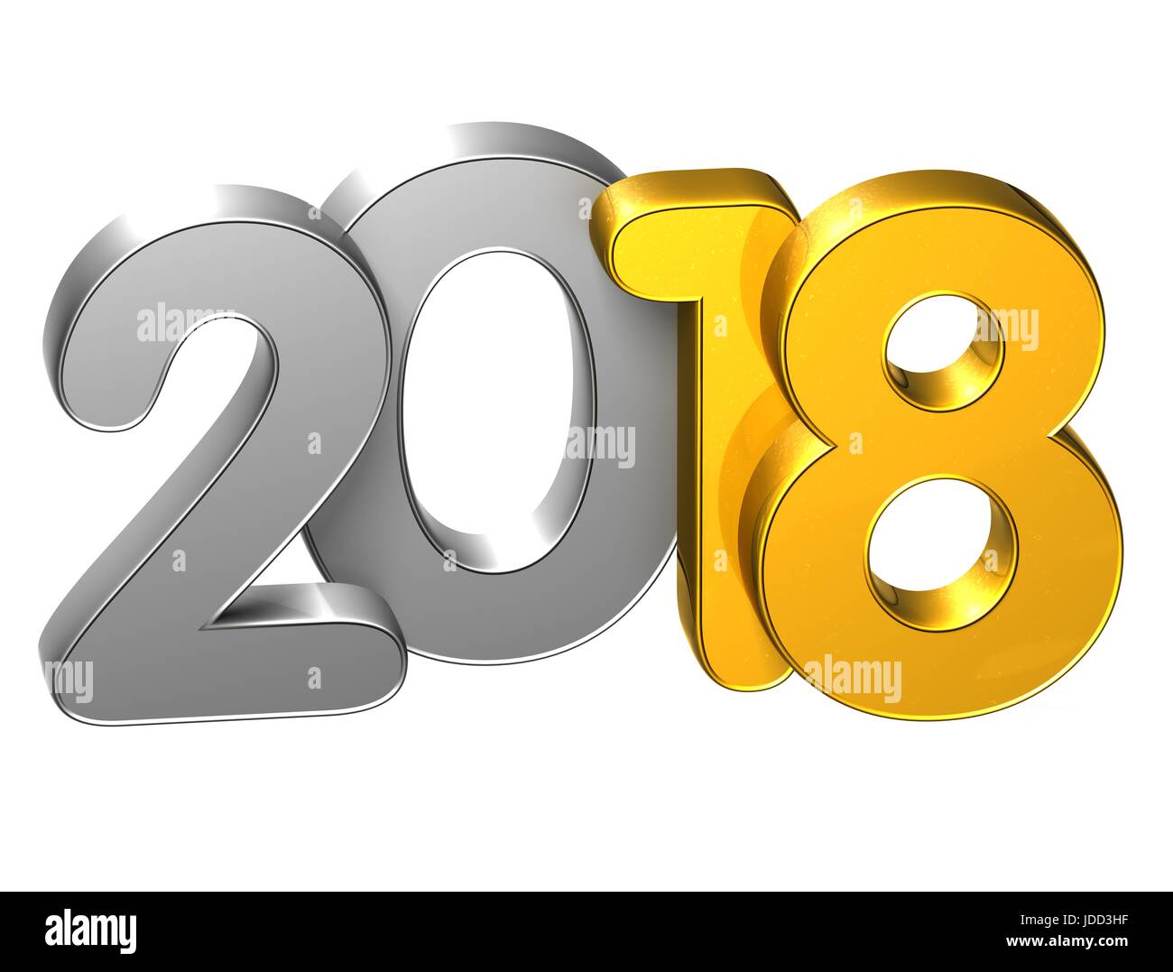 3D Gold Number New Year 2018 on white background Stock Photo - Alamy