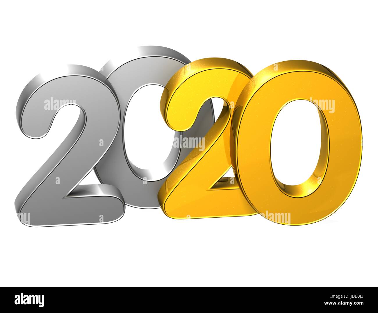 3D Gold Number New Year 2020 on white background Stock Photo - Alamy