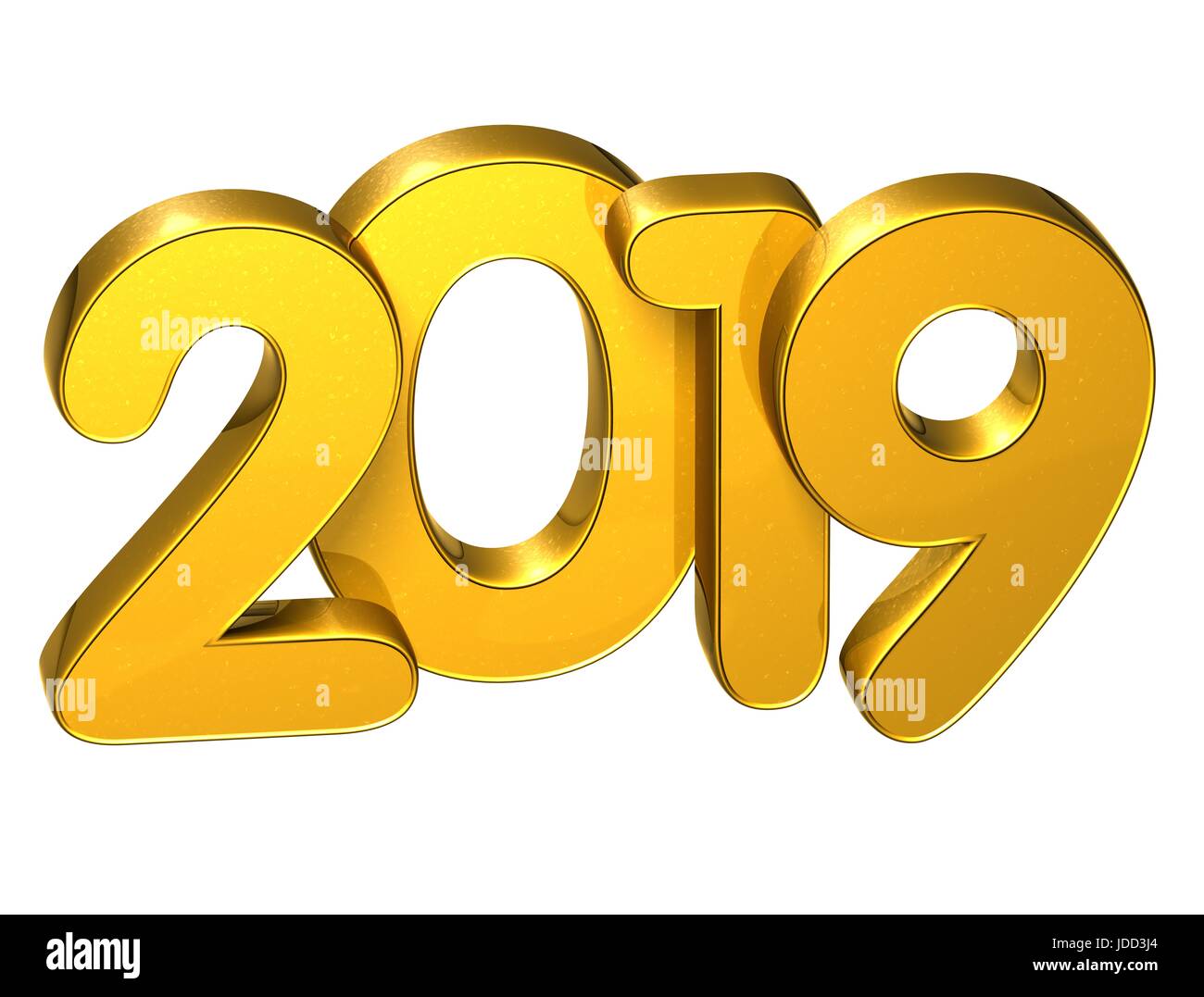 3D Gold Number New Year 2019 on white background Stock Photo - Alamy