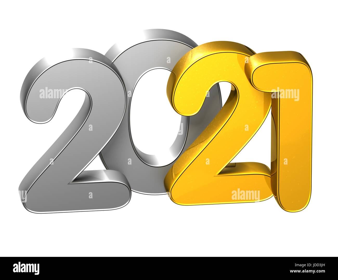 3D Gold Number New Year 2021 on white background Stock Photo - Alamy