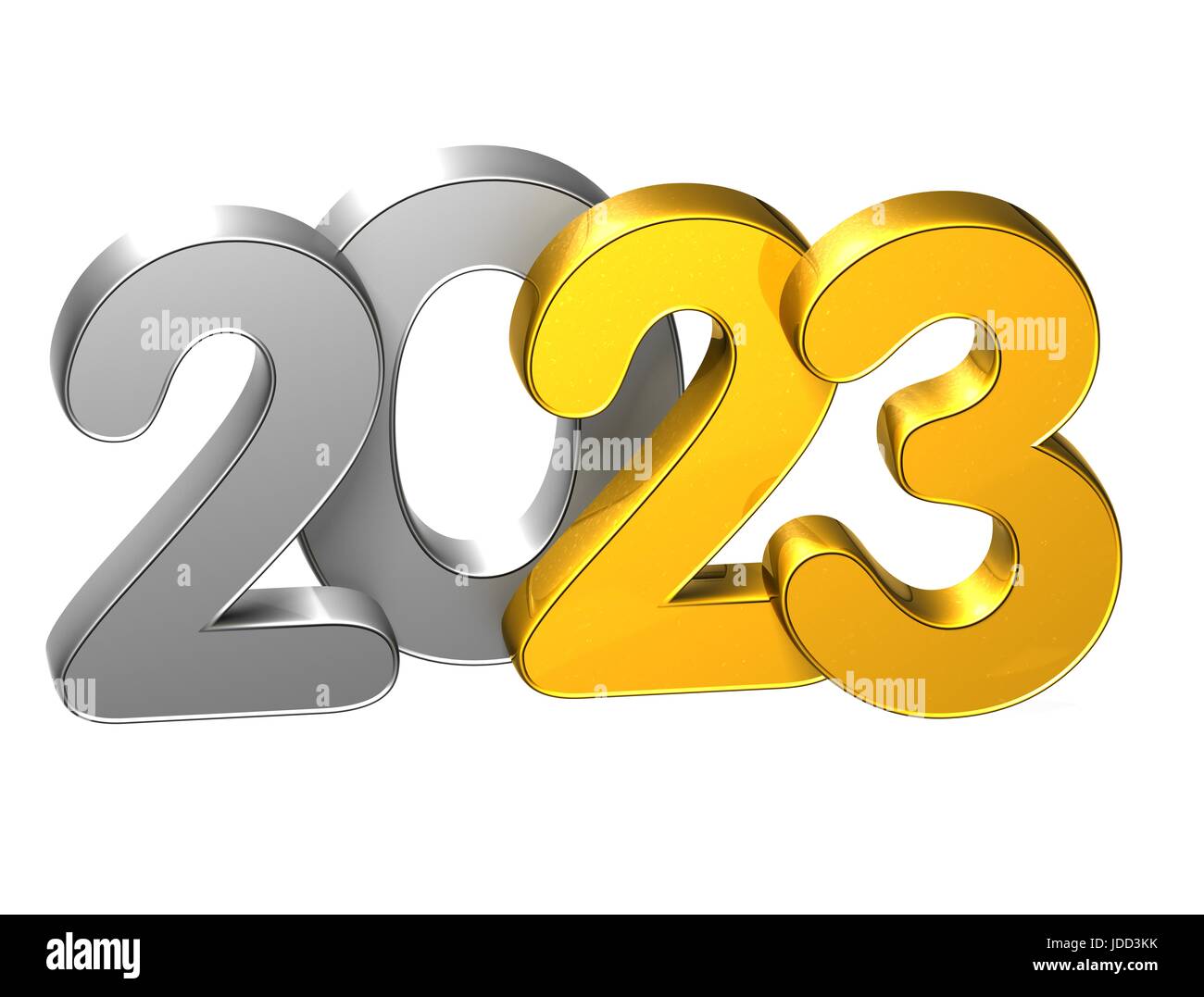 3D Gold Number New Year 2023 on white background Stock Photo - Alamy