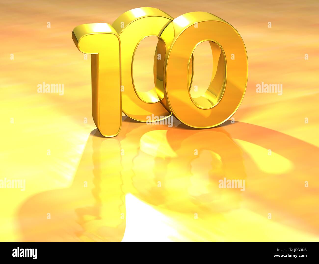 3D Gold Ranking Number 100 on white background Stock Photo - Alamy