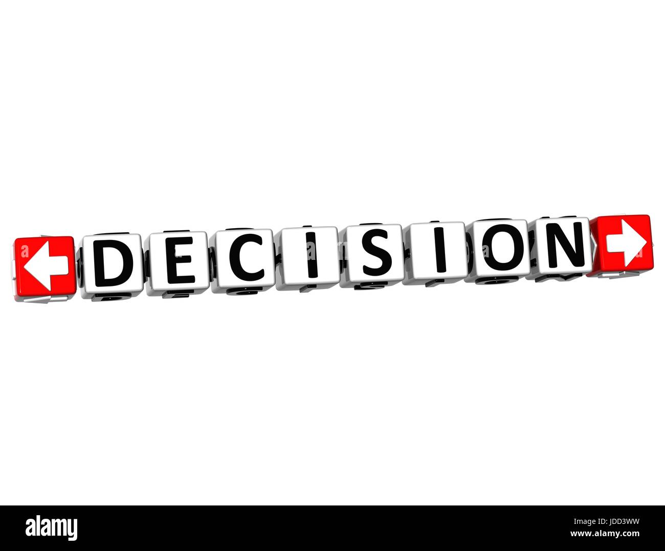 3D Decision Button Click Here Block Text over white background Stock ...