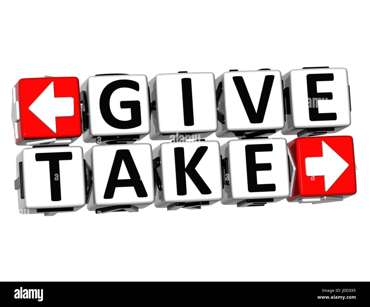 3D Give Take Button Click Here Block Text over white background Stock ...