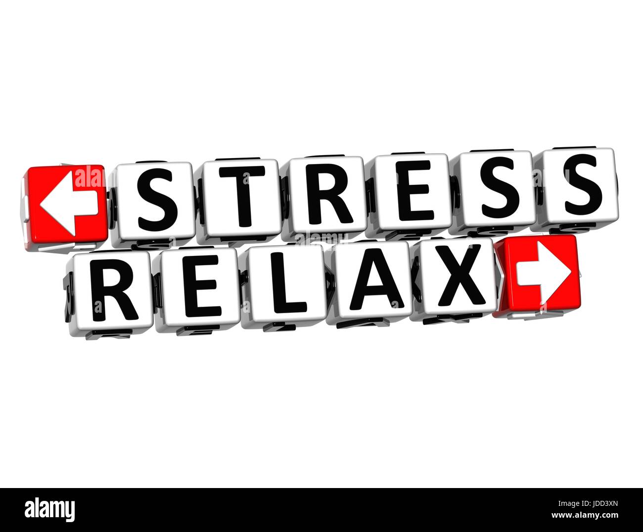 3D Stress Relax Button Click Here Block Text over white background ...