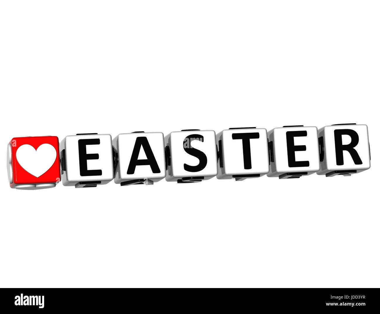 3D Love Easter Button Click Here Block Text over white background Stock ...