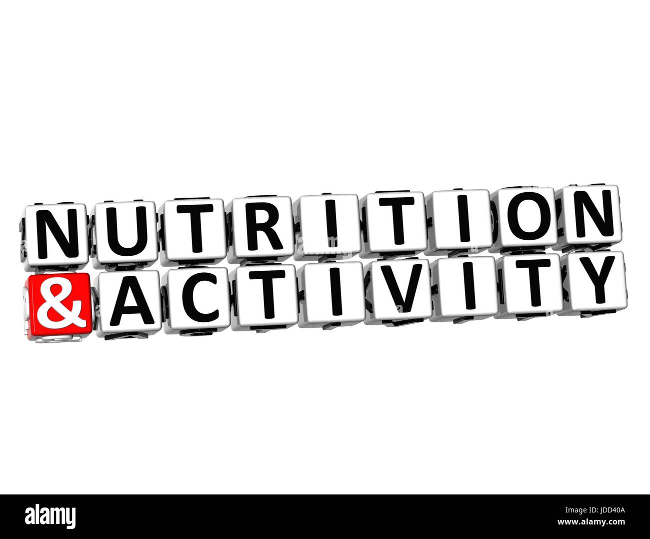 3D Nutrition And Activity Button Click Here Block Text over white ...