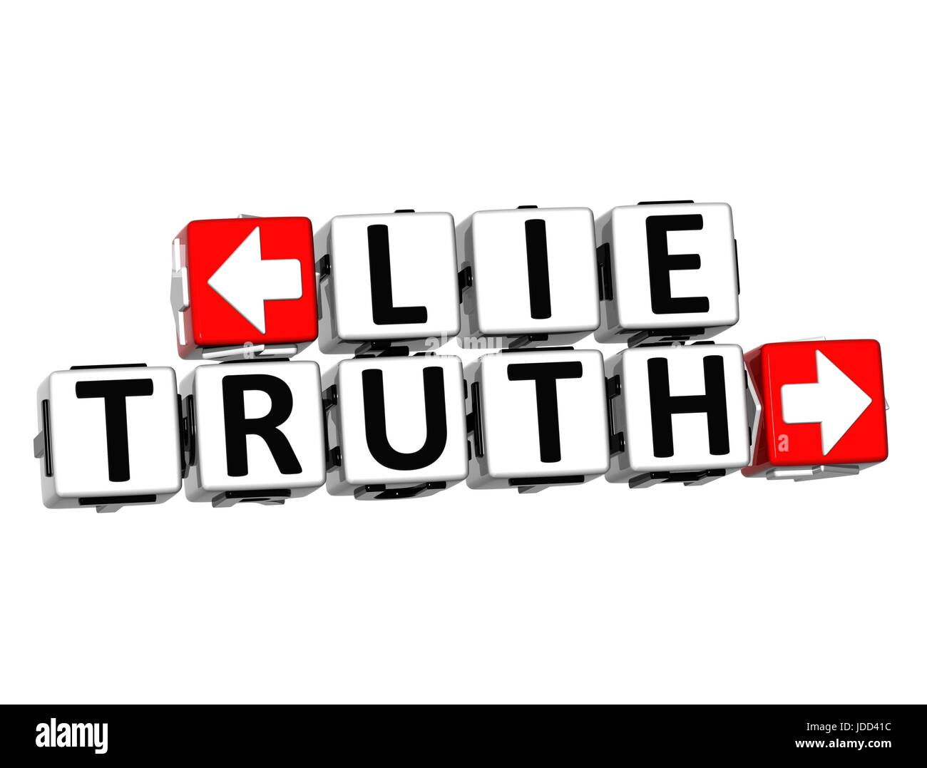 3D Lie Truth Button Click Here Block Text over white background Stock ...