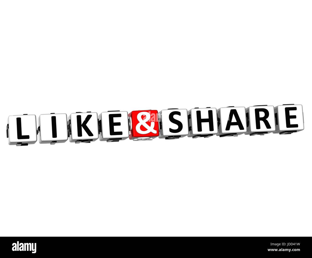 3D Like And Share Button Click Here Block Text over white background ...