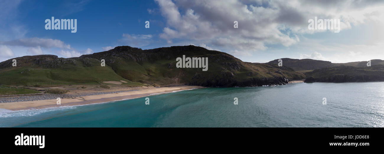 Aerial views of Dalmore Beach, Dail Mor, Carloway Lewis, Outer Hebrides ...
