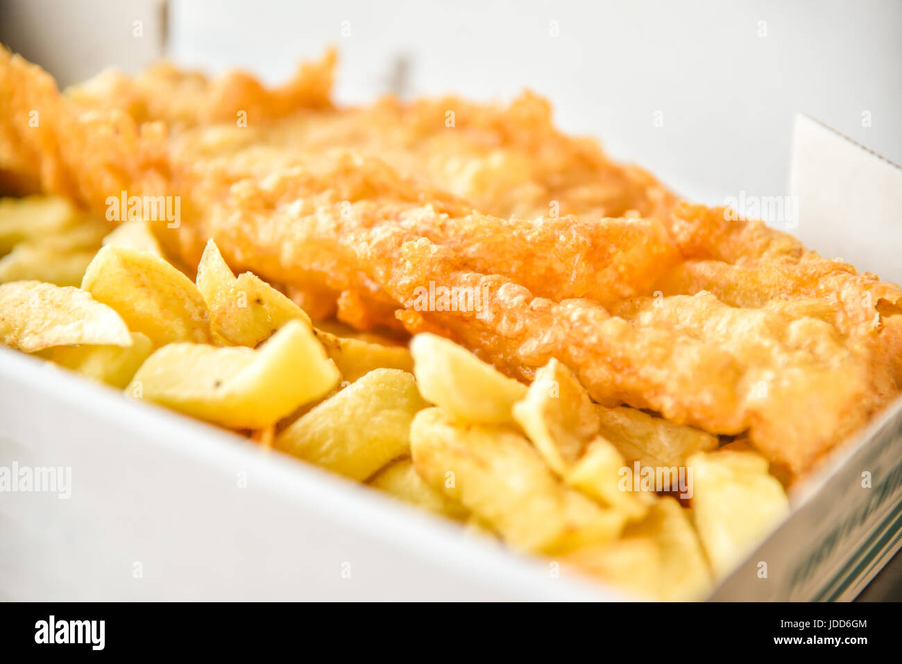 Fish and chips, traditional british food in white box Stock Photo - Alamy